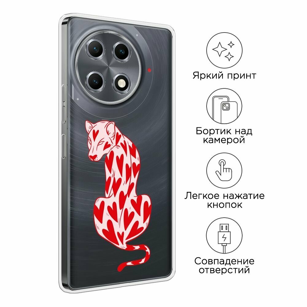 Чехол на Tecno Camon 30S / Текно Камон 30S с принтом "Heart panther 2 - 14 февраля", прозрачный — фото 1