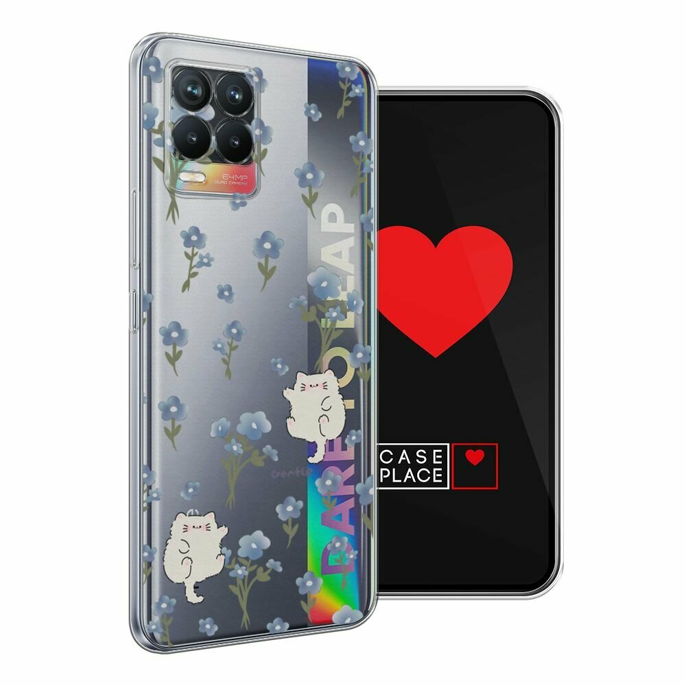 Чехол на Realme 8/8 Pro / Реалми 8/8 Про с принтом "Gentle cats", прозрачный — фото 1