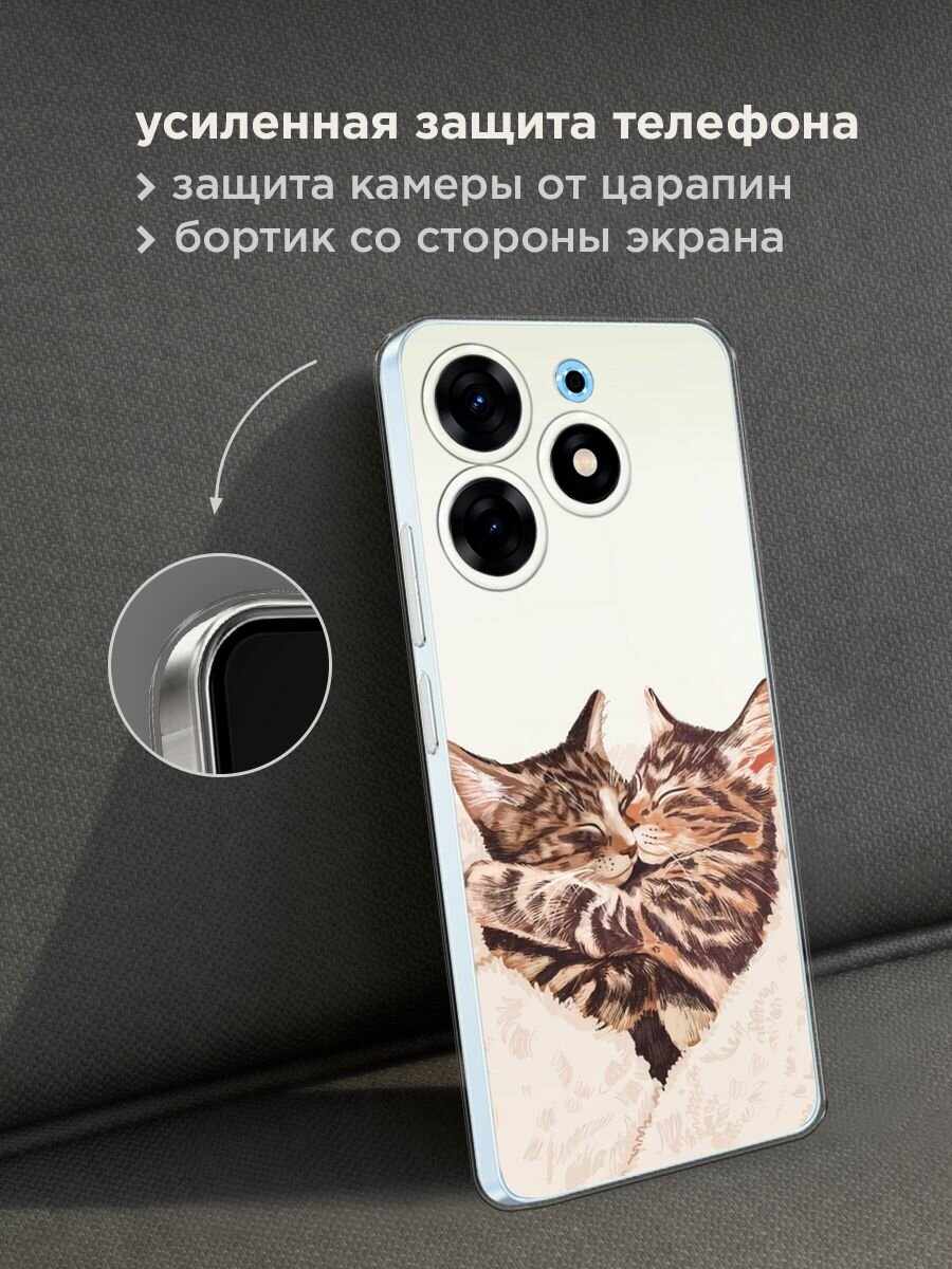 Чехол на Tecno Spark 10 Pro / Текно Спарк 10 Про с принтом "Влюбленные котейки - 14 февраля" — фото 1