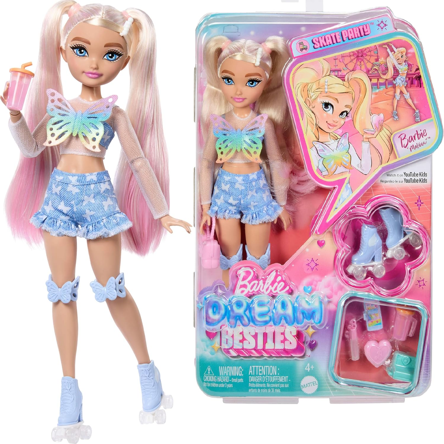 Кукла Барби Малибу на роликах - Barbie Dream Besties Malibu Roller with Blonde Hair JFX96