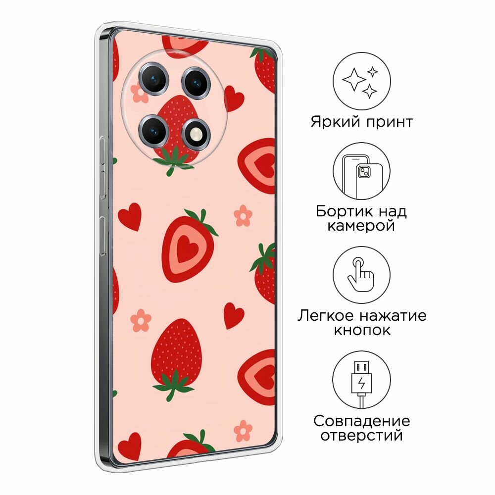 Чехол на Tecno Camon 30S / Текно Камон 30S с принтом "Heart strawberries 1 - 14 февраля" — фото 1