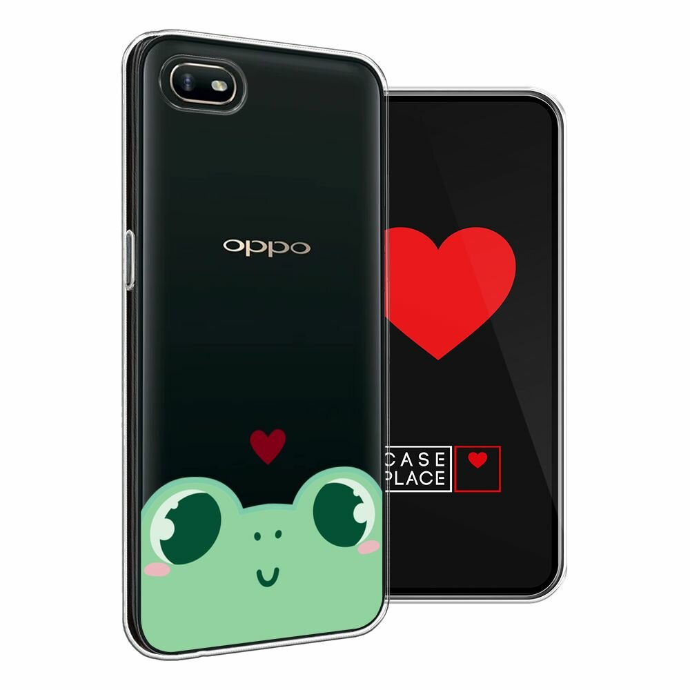 Чехол на Oppo A1k / Оппо А1к с принтом "Влюблённая лягушка - 14 февраля", прозрачный — фото 1