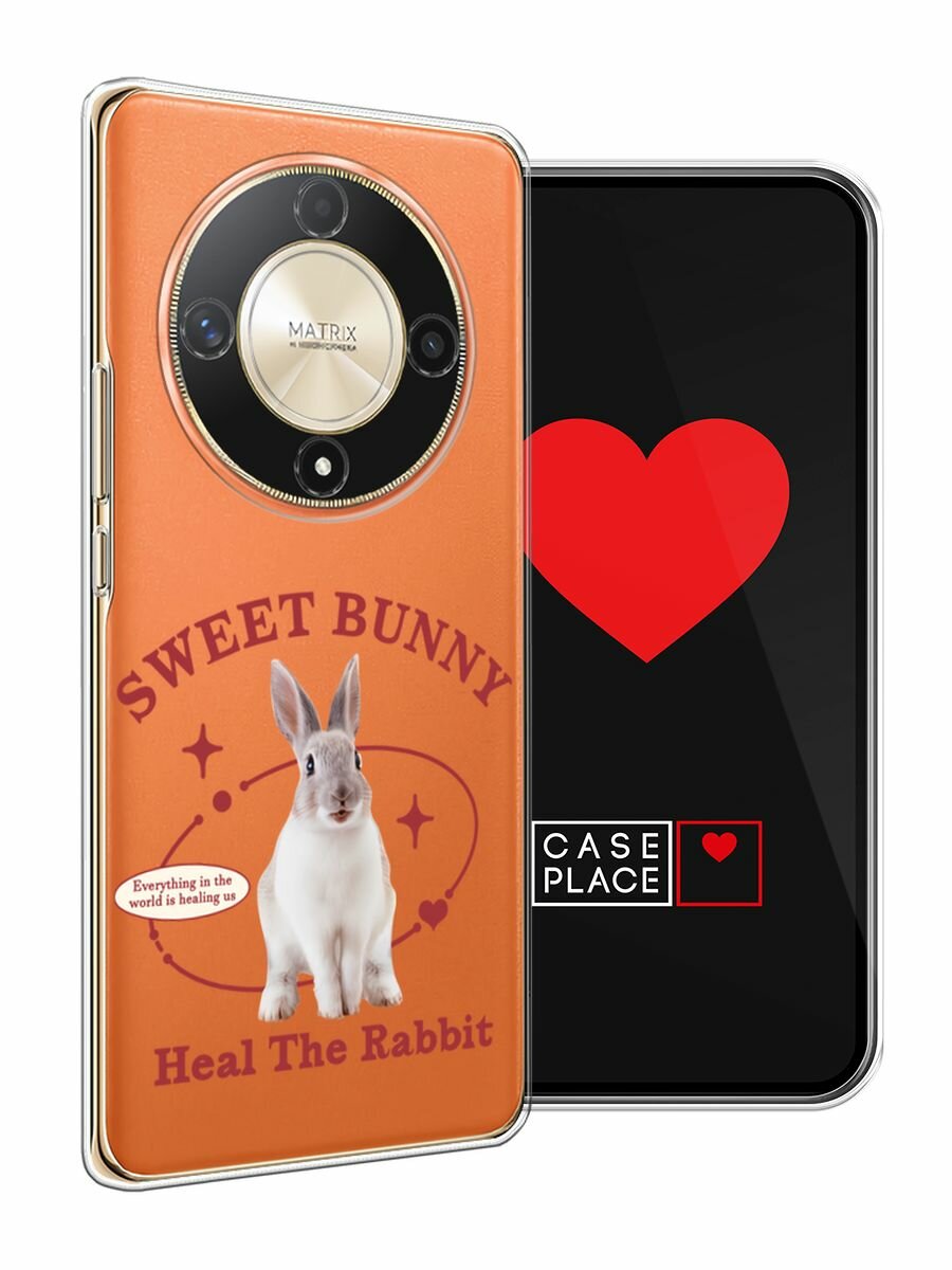 Чехол на Honor X9b / Хонор X9B с принтом "Heal the rabbit", прозрачный — фото 1