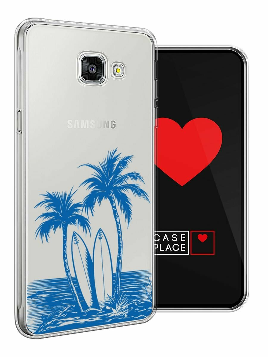 Чехол на Samsung Galaxy A5 2016 / Самсунг Галакси А5 2016 с принтом "Сёрфинг на островах 1", прозрачный — фото 1