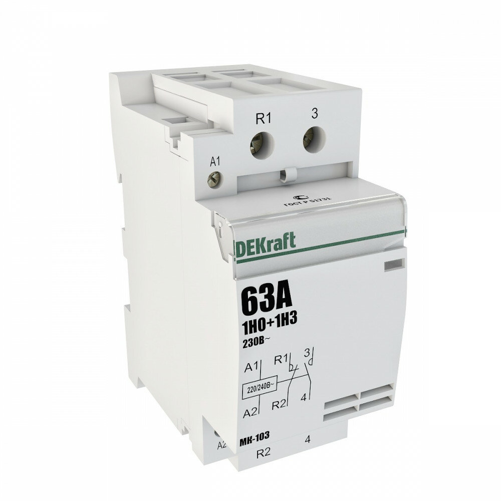 Контактор модульный DEKraft МК-103 1НО+1НЗ 63А катушка 230В 18086DEK