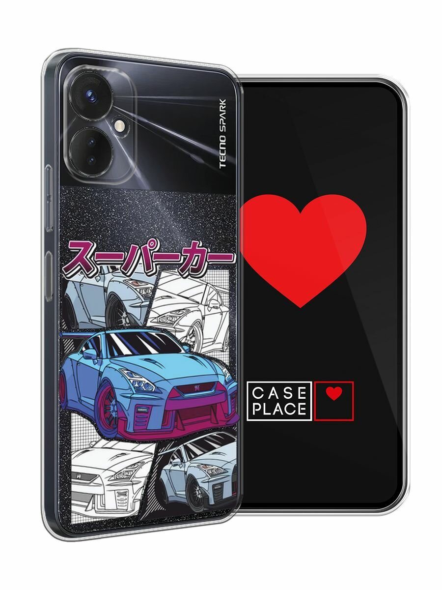 Чехол на Tecno Spark 9 Pro / Техно Спарк 9 Про с принтом "JDM коллаж", прозрачный — фото 1
