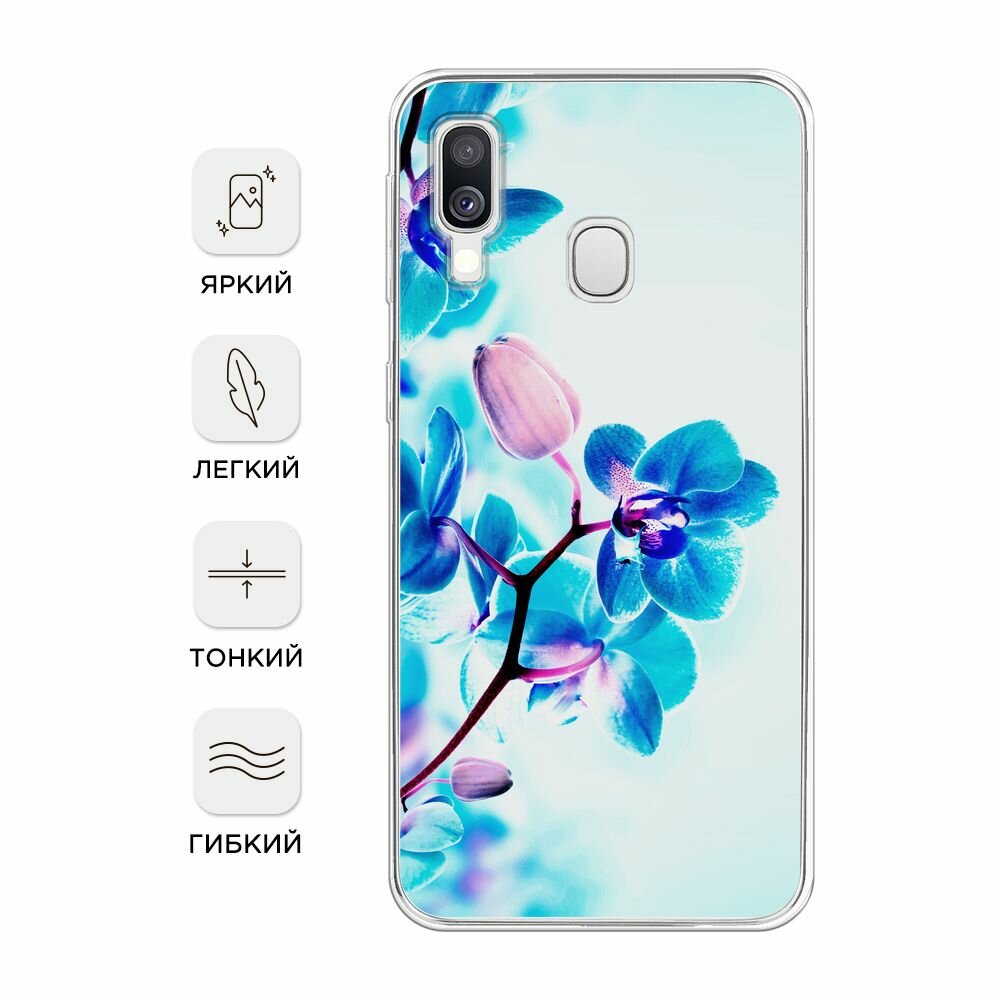 Чехол на Samsung Galaxy A40 / Самсунг Галакси А40 с принтом "Голубая орхидея" — фото 1