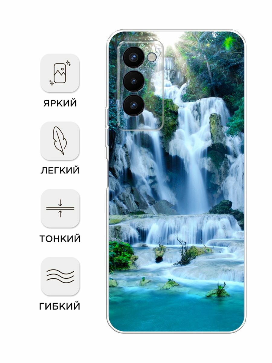 Чехол на Tecno Camon 18P / Техно Камон 18Р с принтом "Водопад 8" — фото 1