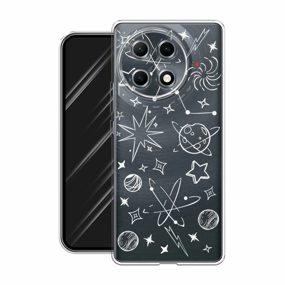 Чехол на Tecno Camon 30S Pro / Текно Камон 30S Про с принтом "Космическая вселенная", прозрачный — фото 1