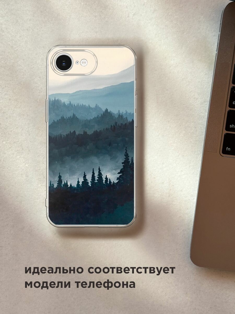 Чехол на Apple iPhone 16e/17e / Айфон 16е/17e с принтом "Туманные горы" — фото 1