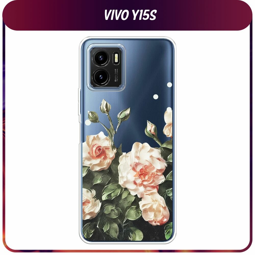 Чехол на Vivo Y15s / Виво Y15c с принтом Цветочная картина 2, прозрачный