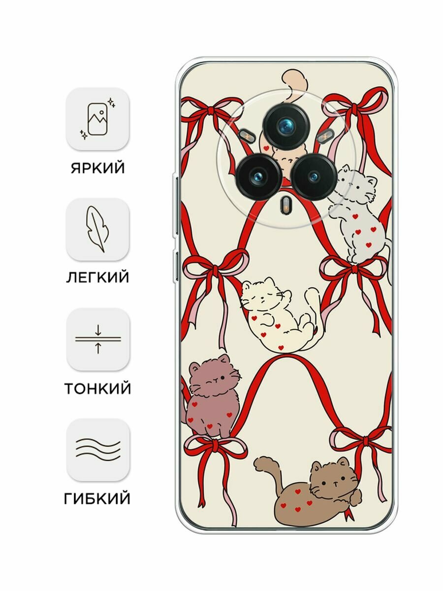 Чехол на Realme 14 Pro / Реалми 14 Про с принтом "Котики в ленточках 1" — фото 1