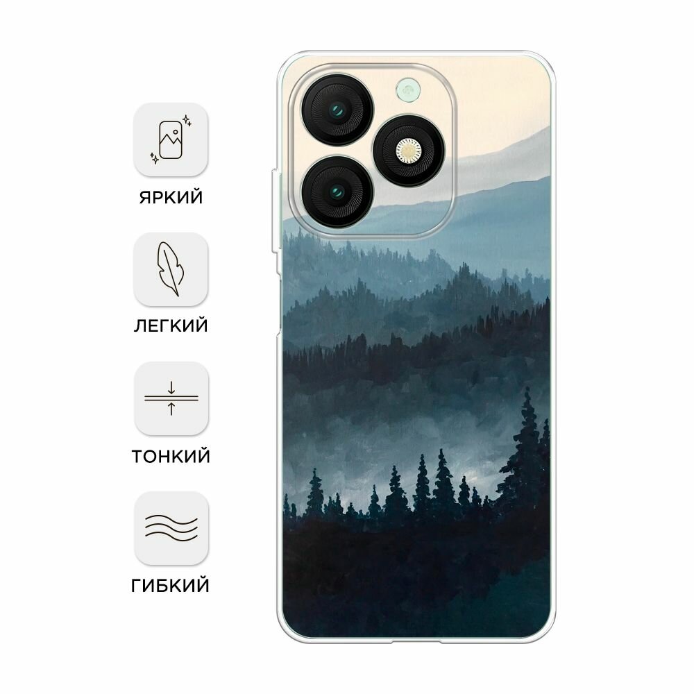 Силиконовый чехол на Itel A50 / Ител А50 с принтом "Туманные горы" — фото 1