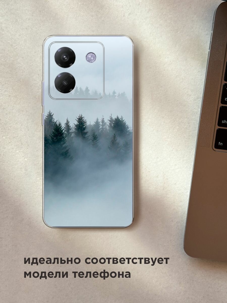 Силиконовый чехол на Poco M7 Pro / Поко М7 Про с принтом "Лес в тумане" — фото 1
