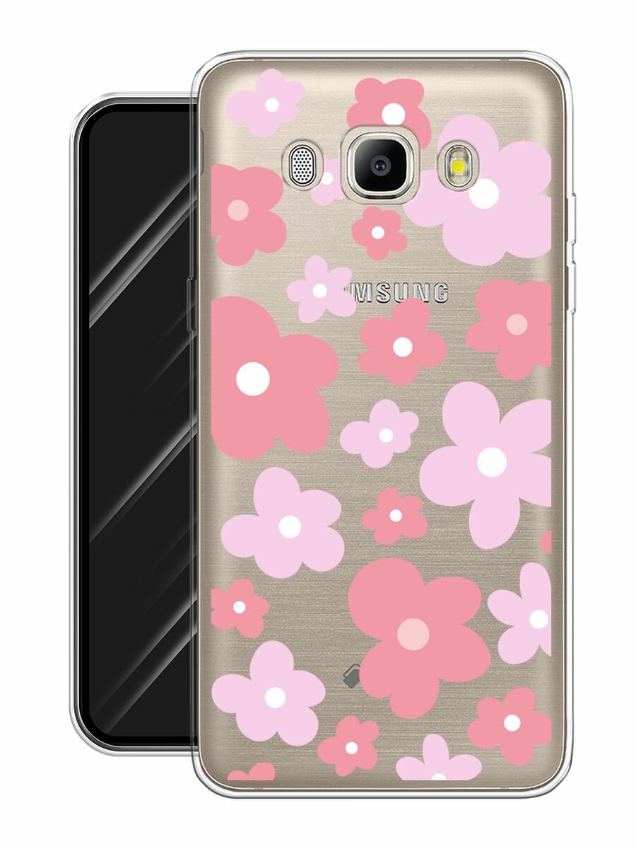 Чехол на Samsung Galaxy J5 2016 / Самсунг Галакси Джей 5 2016 с принтом "Нежные розовые цветочки рисунок", прозрачный — фото 1
