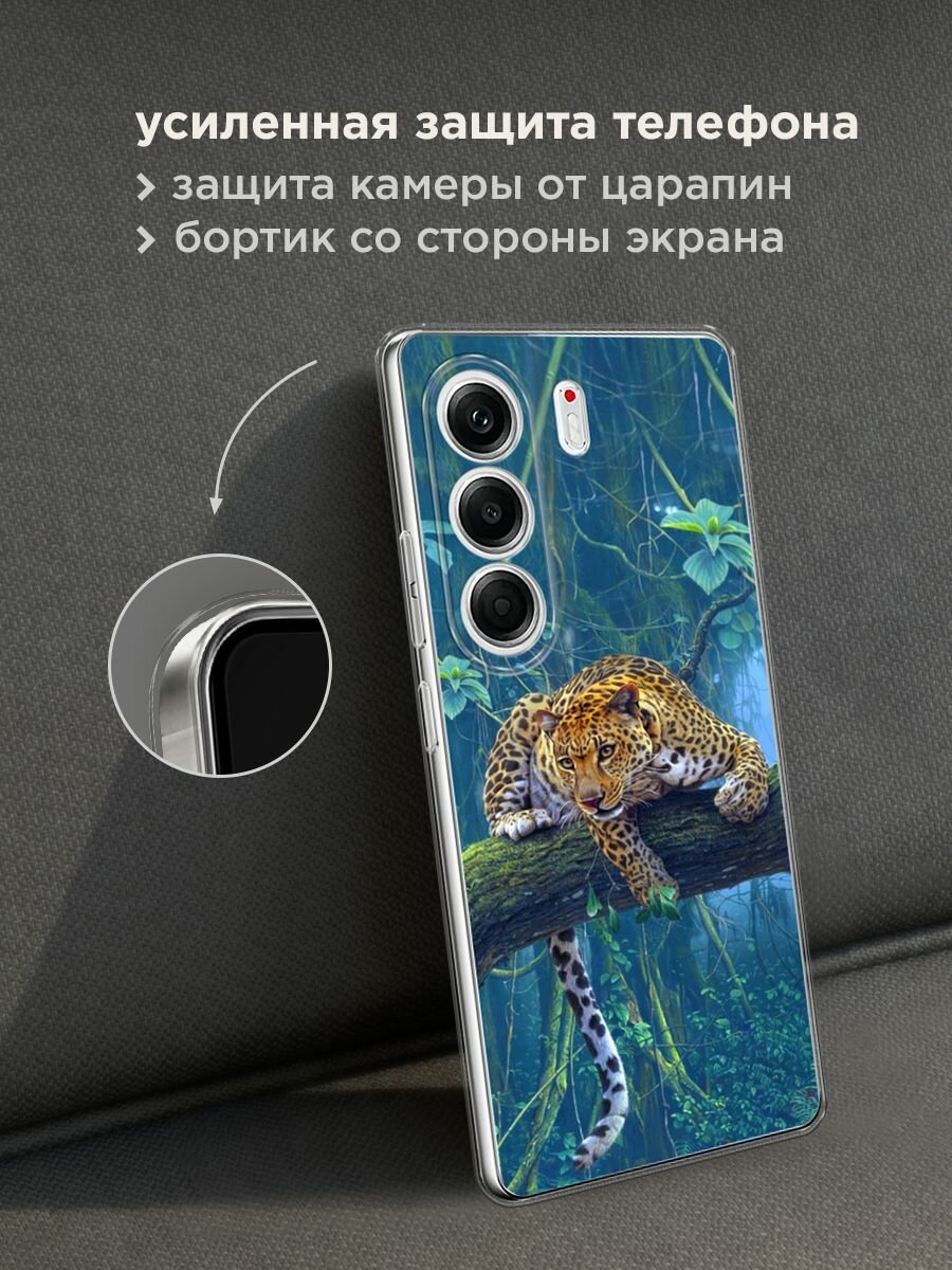 Чехол на Tecno Camon 40 Pro 5G / Текно Камон 40 Про 5G с принтом "Леопард охотник" — фото 1