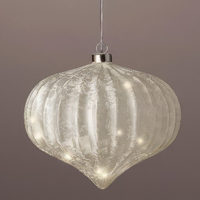 Подвесной светильник Луковка - Perfecto 21*20 см, 15 микро LED ламп, таймер, на батарейках, стекло, Kaemingk, 487014