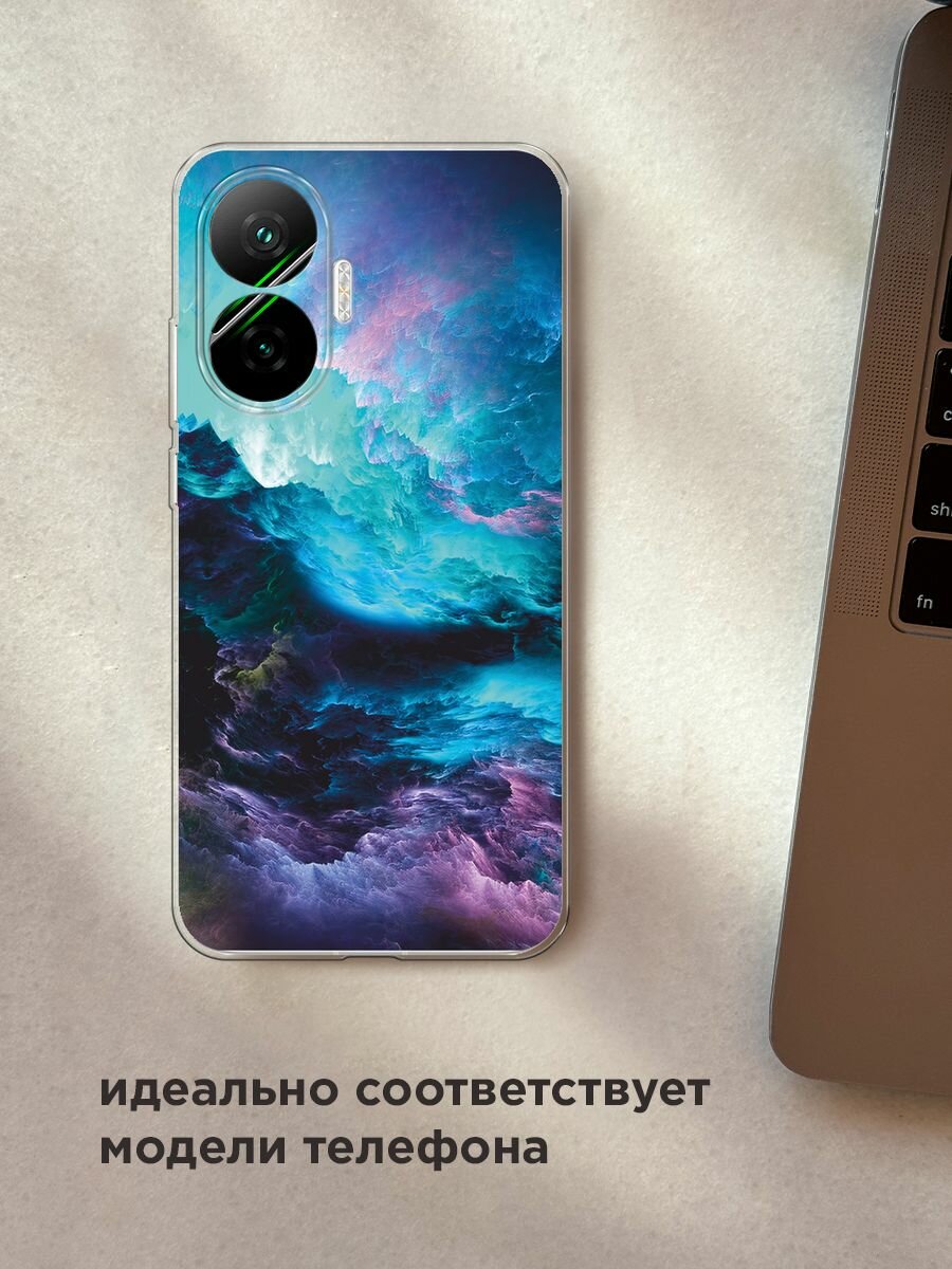 Силиконовый чехол на Poco F7 / Поко F7 с принтом "Бирюзовое небо" — фото 1