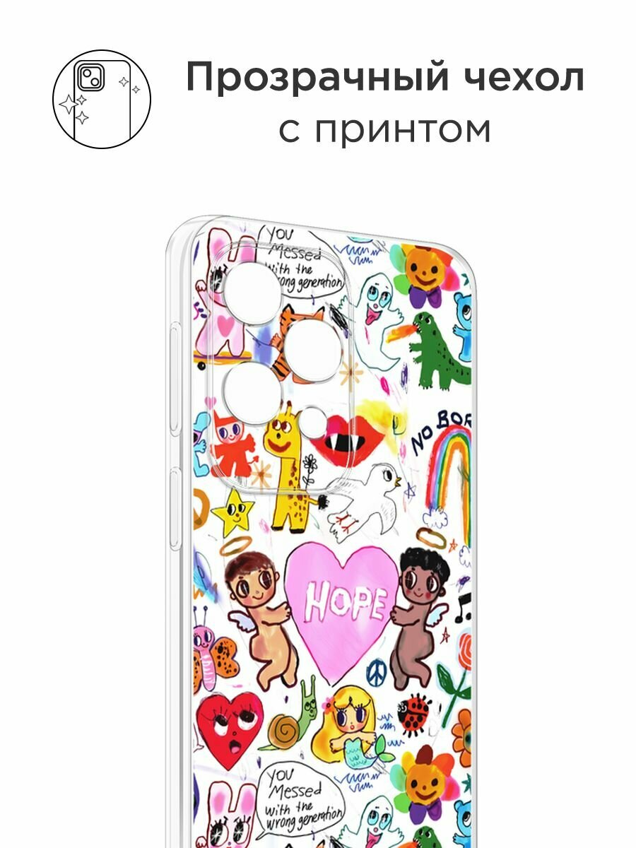 Силиконовый чехол на Honor X6c / Хонор X6c с принтом "Милые рисунки" — фото 1