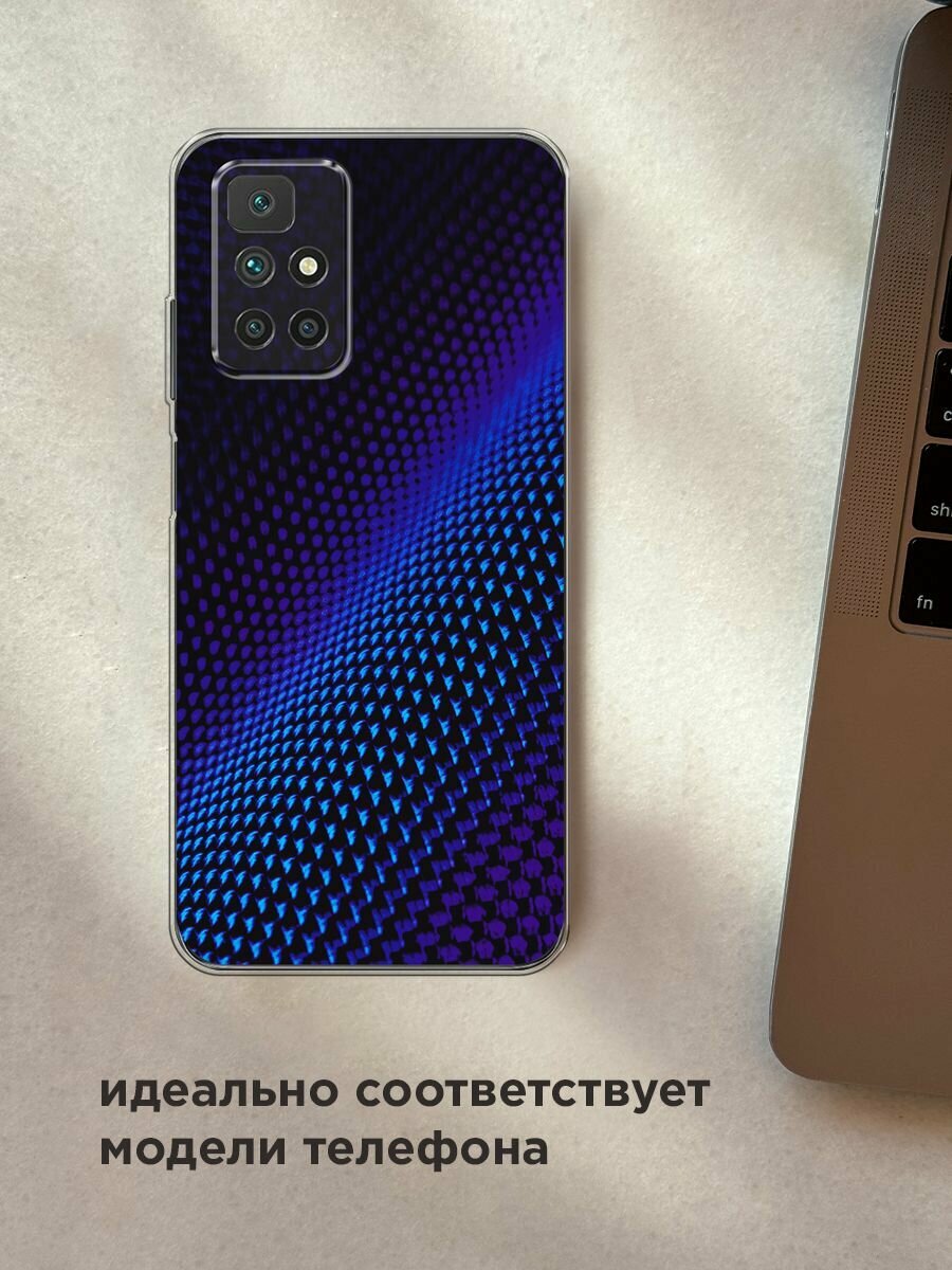 Чехол на Xiaomi Redmi 10 / Сяоми Редми 10 с принтом "Синий карбон" — фото 1