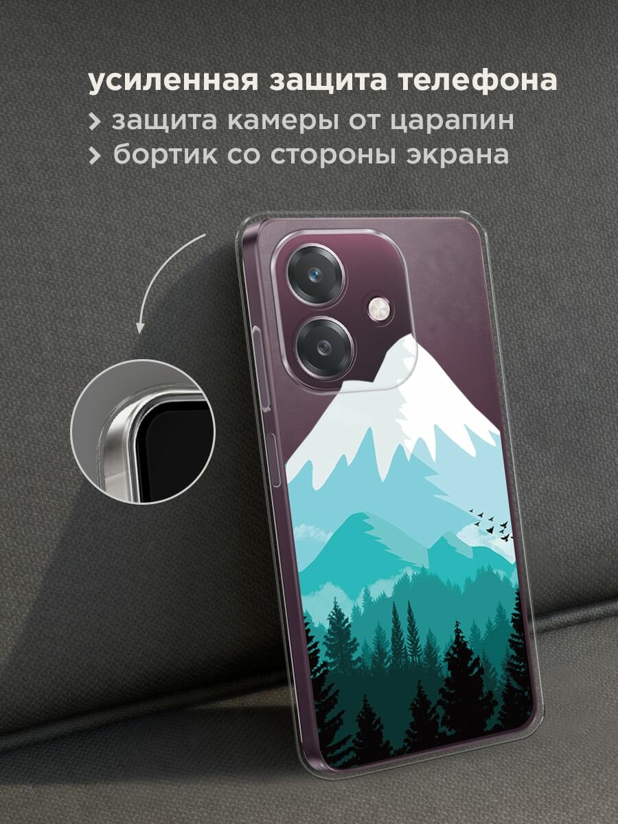 Чехол на Oppo A3/A3x / Оппо А3/A3x с принтом "Синяя снежная гора", прозрачный — фото 1