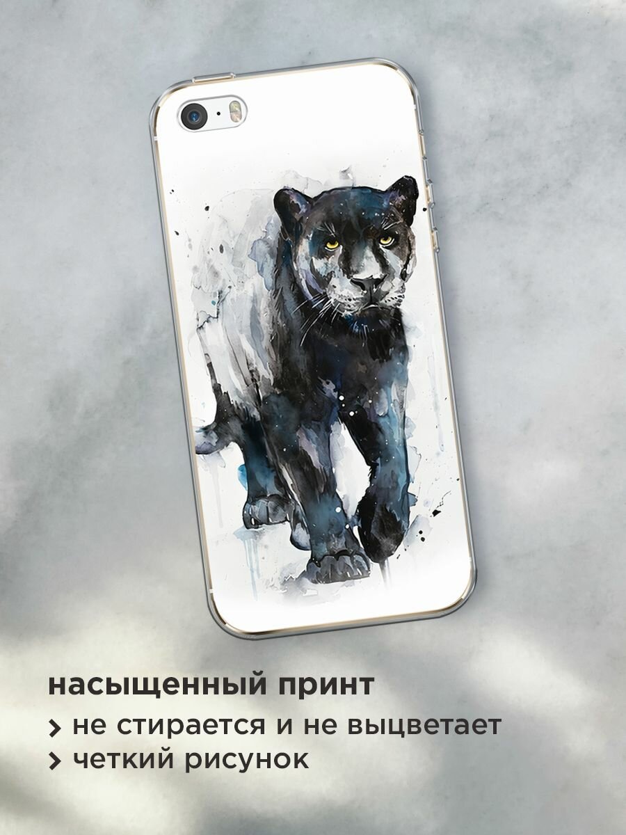 Чехол на Apple iPhone 5/5S/SE / Айфон 5/5S/SE с принтом "Пантера арт 3" — фото 1