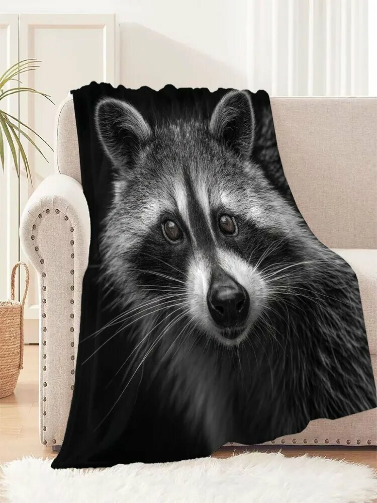 Плед Чёрный енот , Фланель, 200 см х 150 см