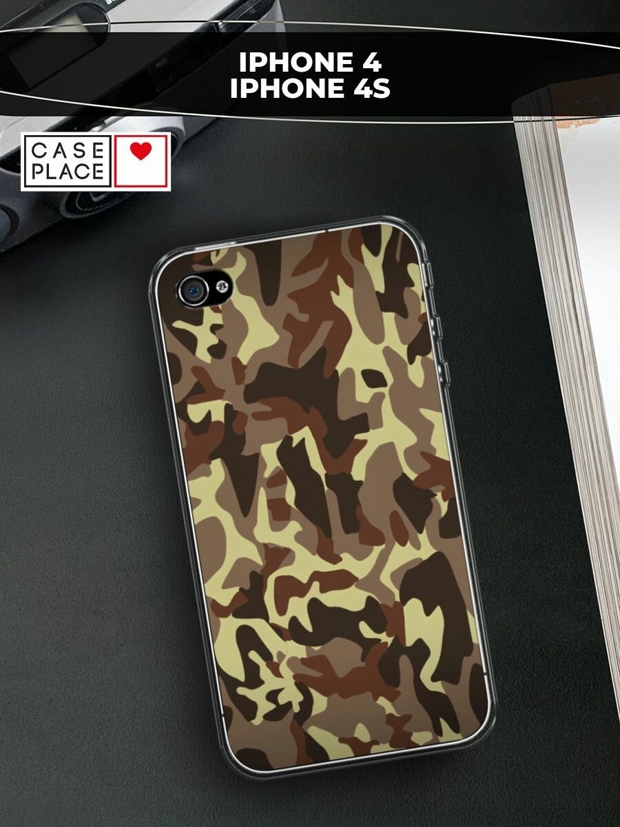 Чехол на Apple iPhone 4/4S / Айфон 4/4S с принтом "Милитари"