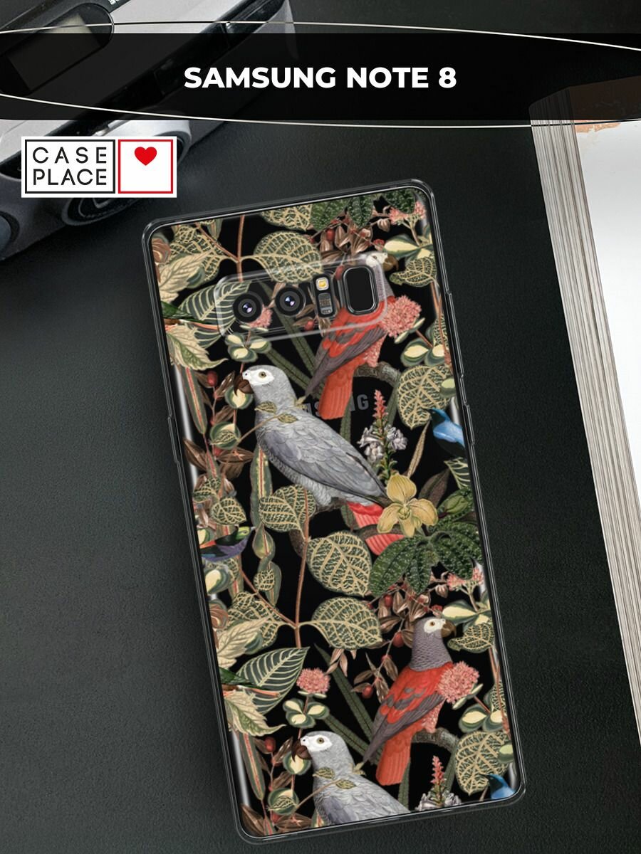 Чехол на Samsung Galaxy Note 8 / Самсунг Галакси Нот 8 с принтом "Tropical pattern", прозрачный