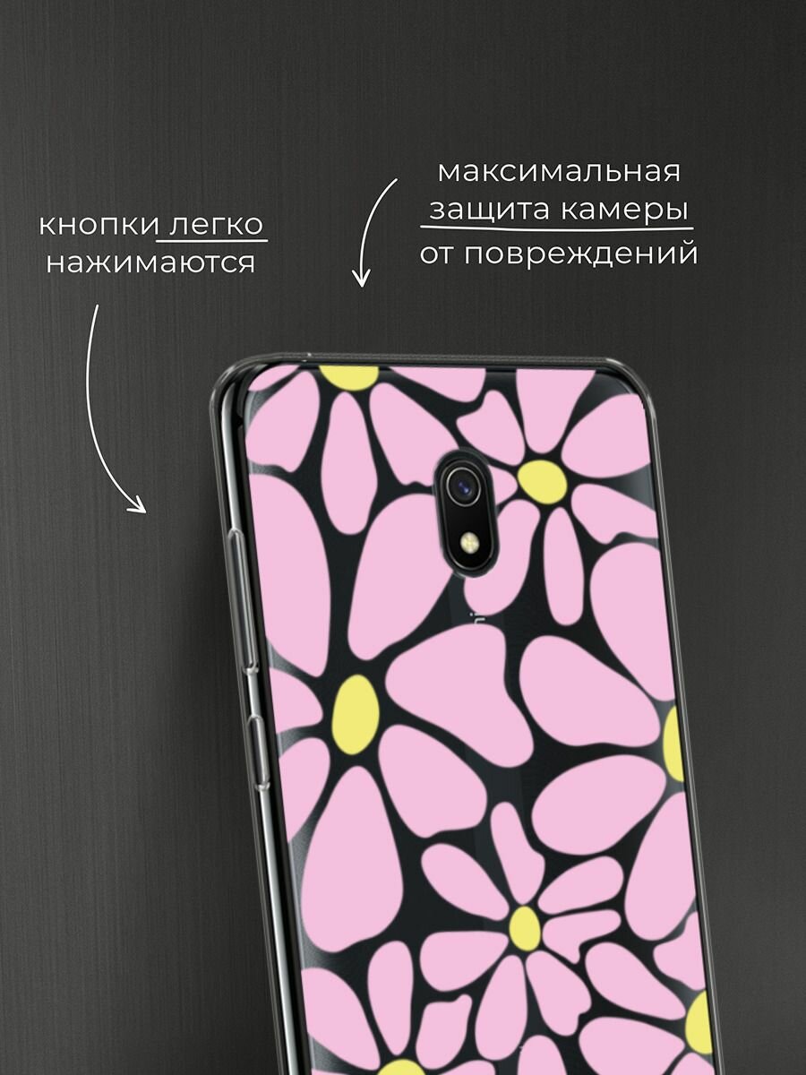 Чехол на Xiaomi Redmi 8A / Сяоми Редми 8А с принтом "Розовые лепестки 2", прозрачный — фото 1