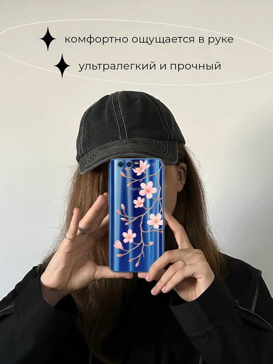 Чехол на Honor 9 / Хонор 9 с принтом "Веточка распускающейся сакуры 2" — фото 1