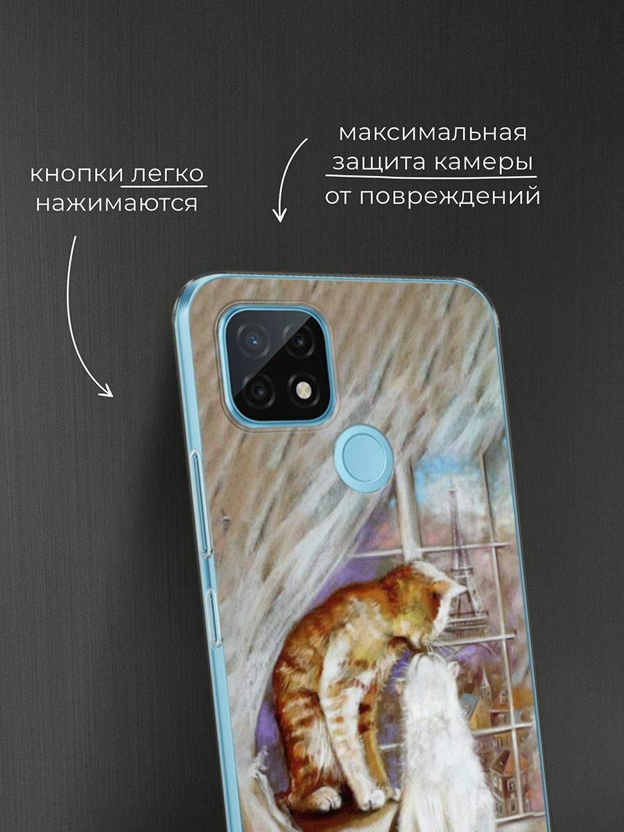 Чехол на Realme C21 / Реалми С21 с принтом "Влюбленные котики 1" — фото 1