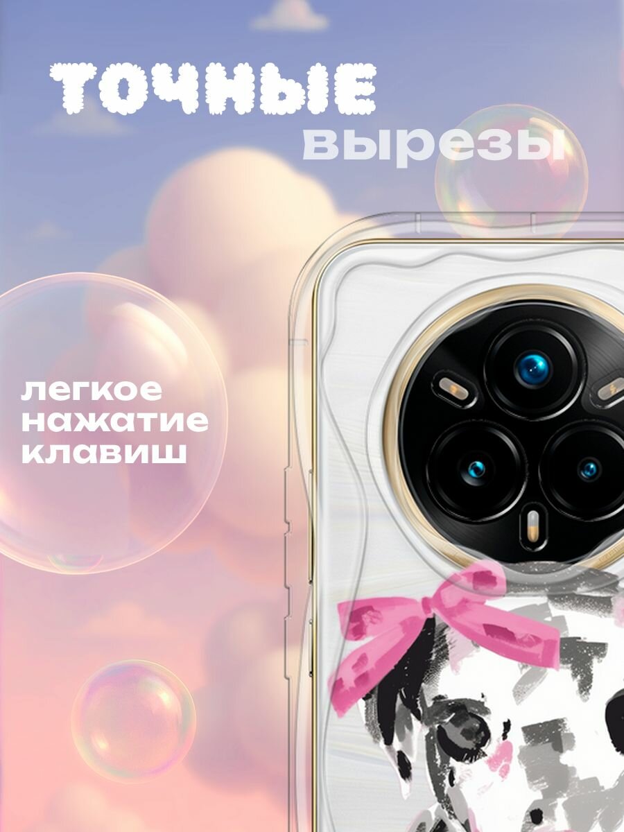 Чехол на Realme 14 Pro Plus / Реалми 14 pro plus с принтом "Далматинец с бантиком 3" — фото 1