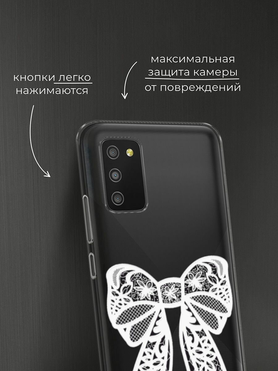 Чехол на Samsung Galaxy A02s / Самсунг Галакси A02s с принтом "Черно-белый бант 2" — фото 1