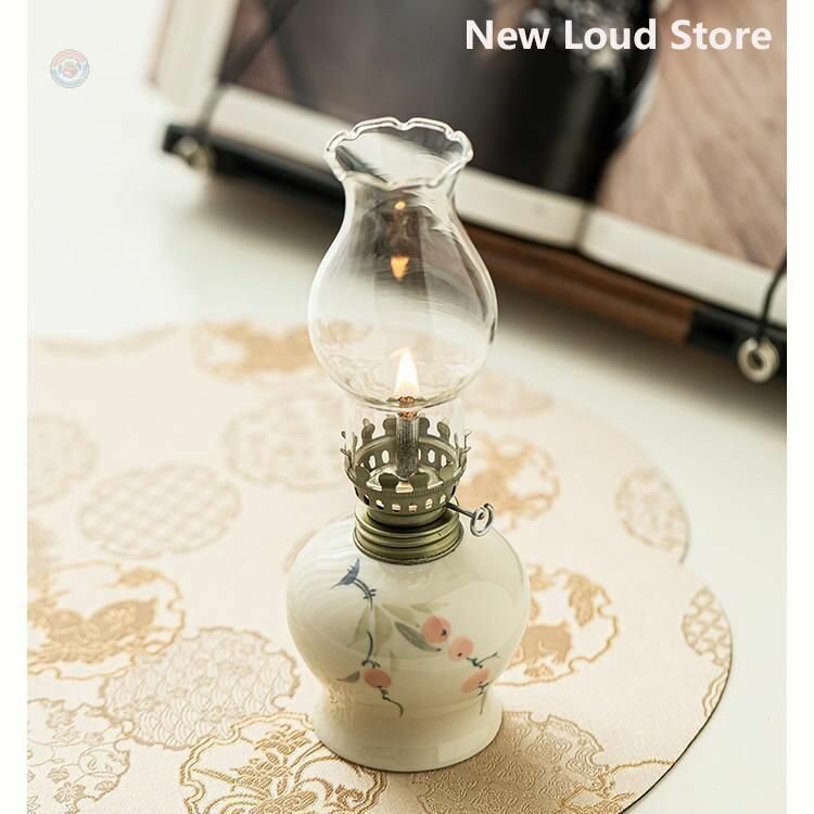 Винтажная керосиновая лампа из керамики и боросиликатного стекла для дома, декора и аварийного освещения