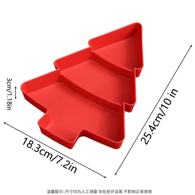 Пластиковая тарелка "Елка" красная, 25.4x18.3 см