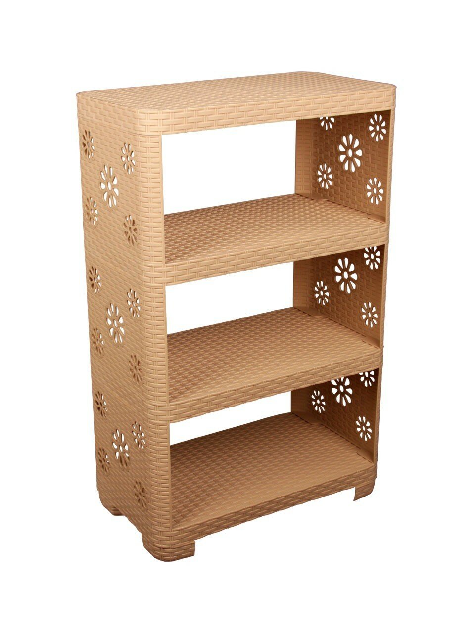 Полка для обуви, пластик, 4 секции, 52х30х82.5 см, бежевая, Альтернатива, Плетенка №2, М2553