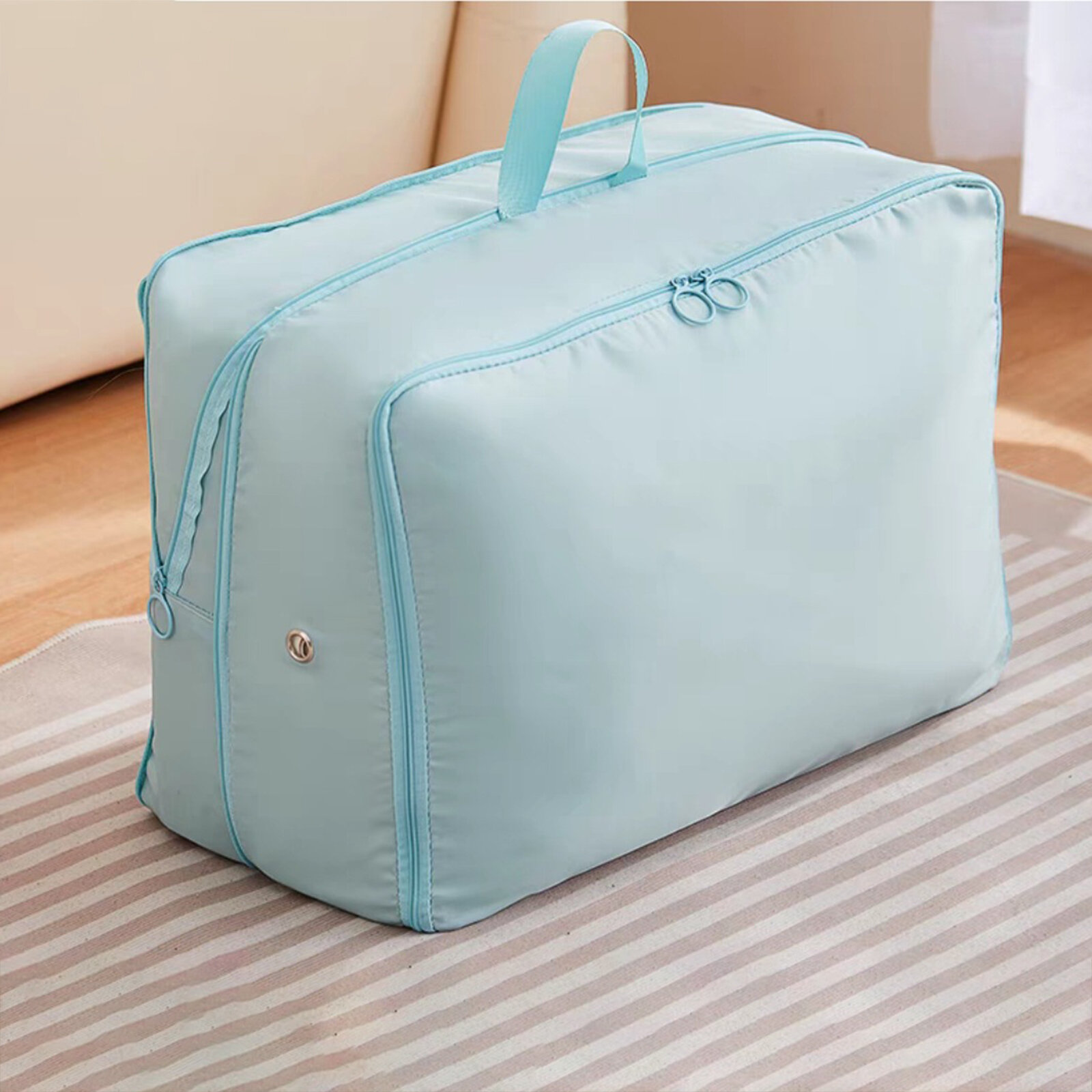 Сумка для хранения одежды и одеял портативная для пуховиков и ватных курток влагозащищенная без запаха с широким ручком для легкого ношения материал высокая плотность шелкMix цвет серый синий розовый бежевый размер 54*42*60cm 54*42*30cm 30*40*18cm