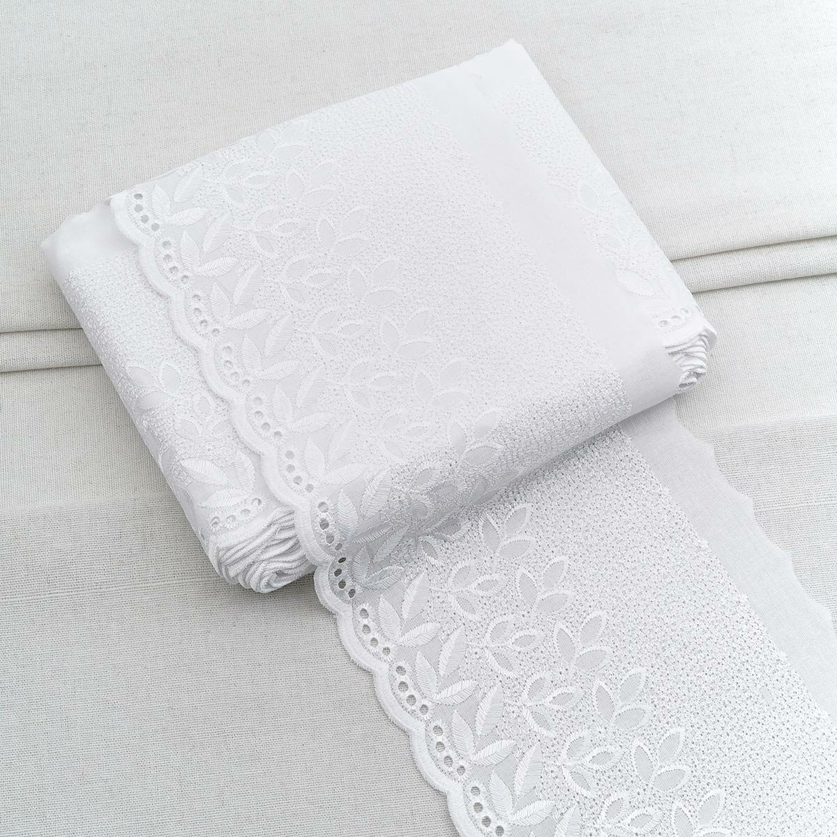 Кружево шитьё, 17,0 см * 9,15 м, ситец, хлопок 100%, цвет белый