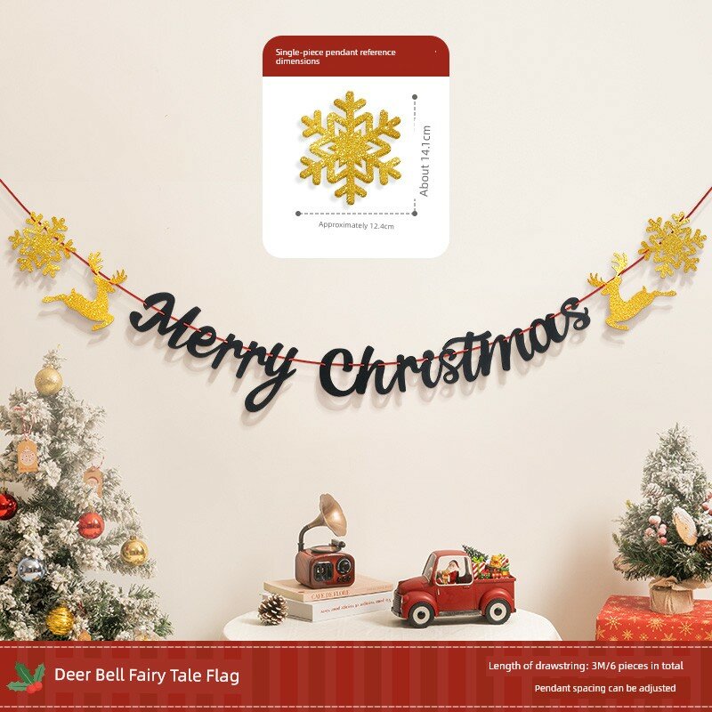 Рождественские флаги, гирлянды, декорации для сцены, подвесные флаги, подвесные украшения, атмосферные миниатюрные