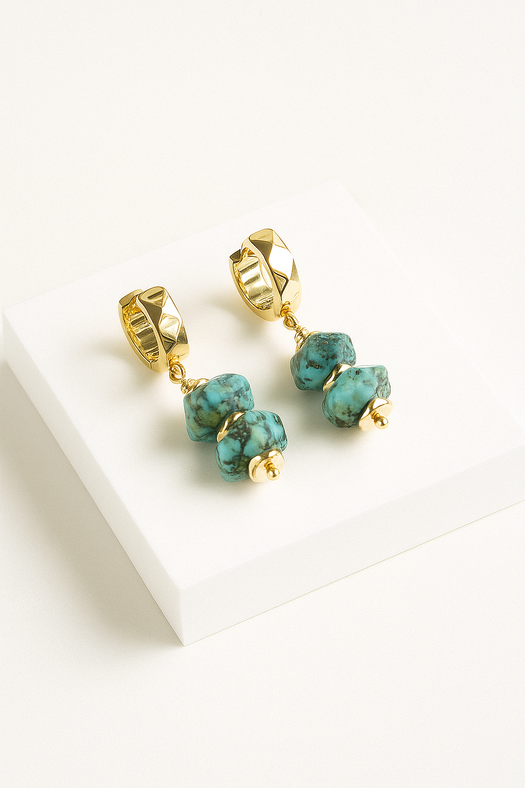 Серьги с подвесками, бирюза