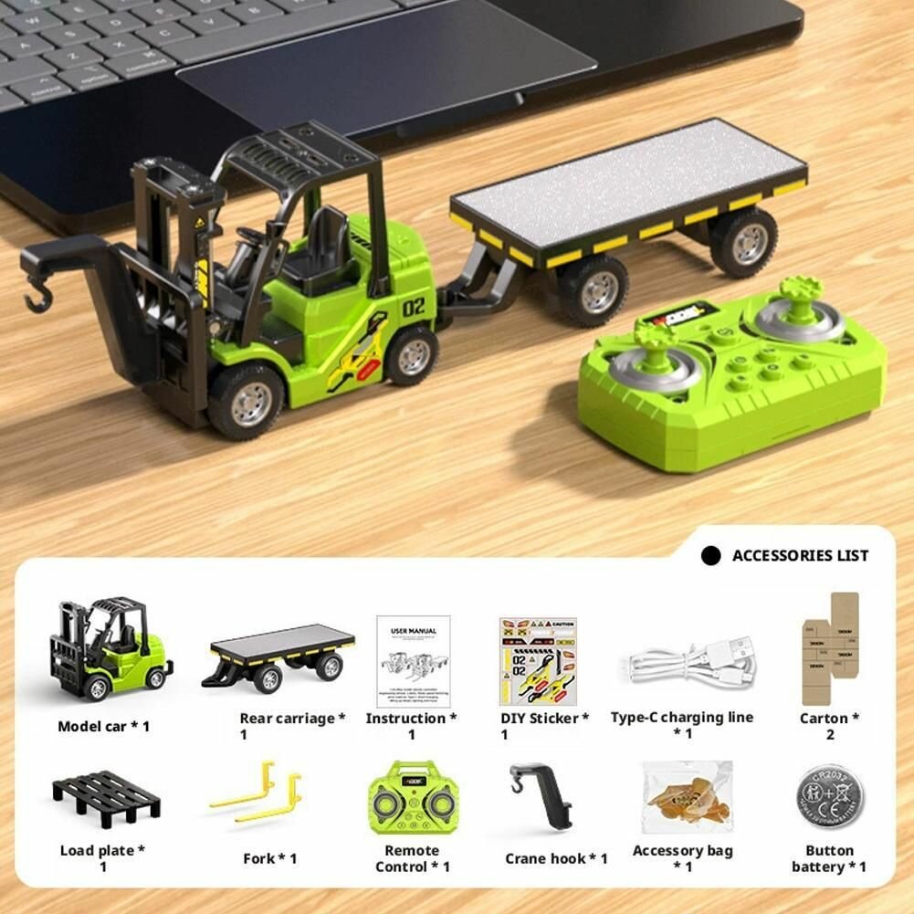 Радиоуправляемые вилочные погрузчики 1:64, программируемые стержневые инструменты металлическая игрушка для мальчиков, миниатюрная строительная техника, подарок на стол