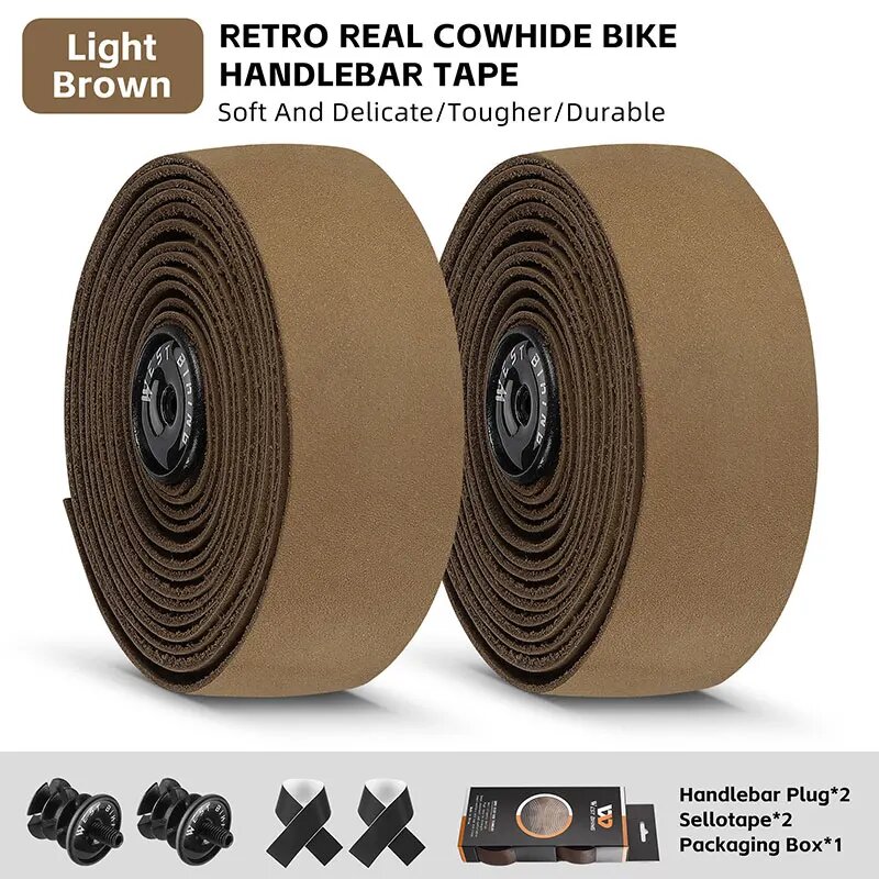 Велосипедная лента руля WEST BIKING из натуральной кожи, Light Brown