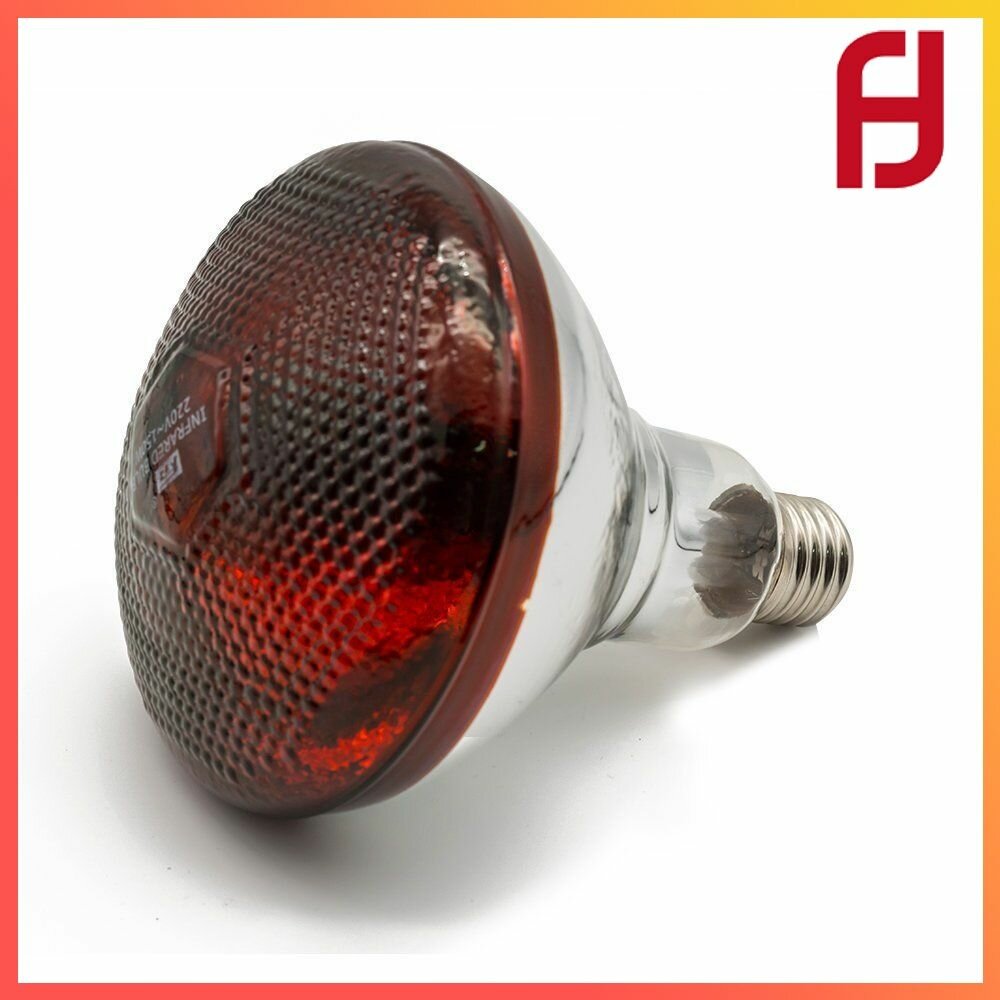 Цао Лампа инфракрасная для обогрева кур, щенков, цыплят, свиней, курятника, брудера/ Лампочка галогенная для животных, растений и теплиц 250Вт Е27 - 1 шт