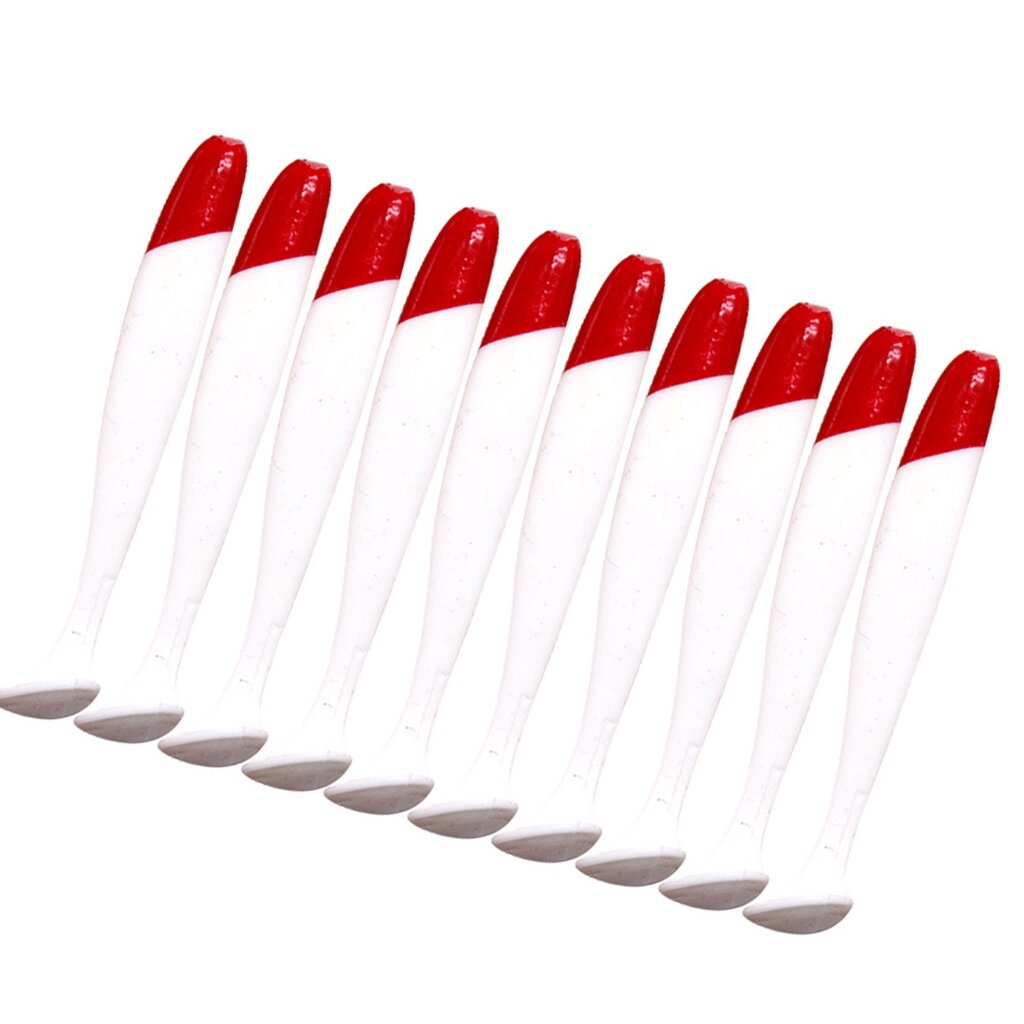 10 шт, мягкая приманка с хвостом, красная головка и белая имитация мягкой приманки для насекомых-6,3 см