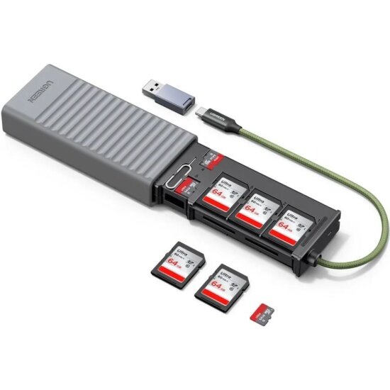 Картридер Ugreen CM856 USB-A/USB-C*2/SD/TF Card, серый(55899)