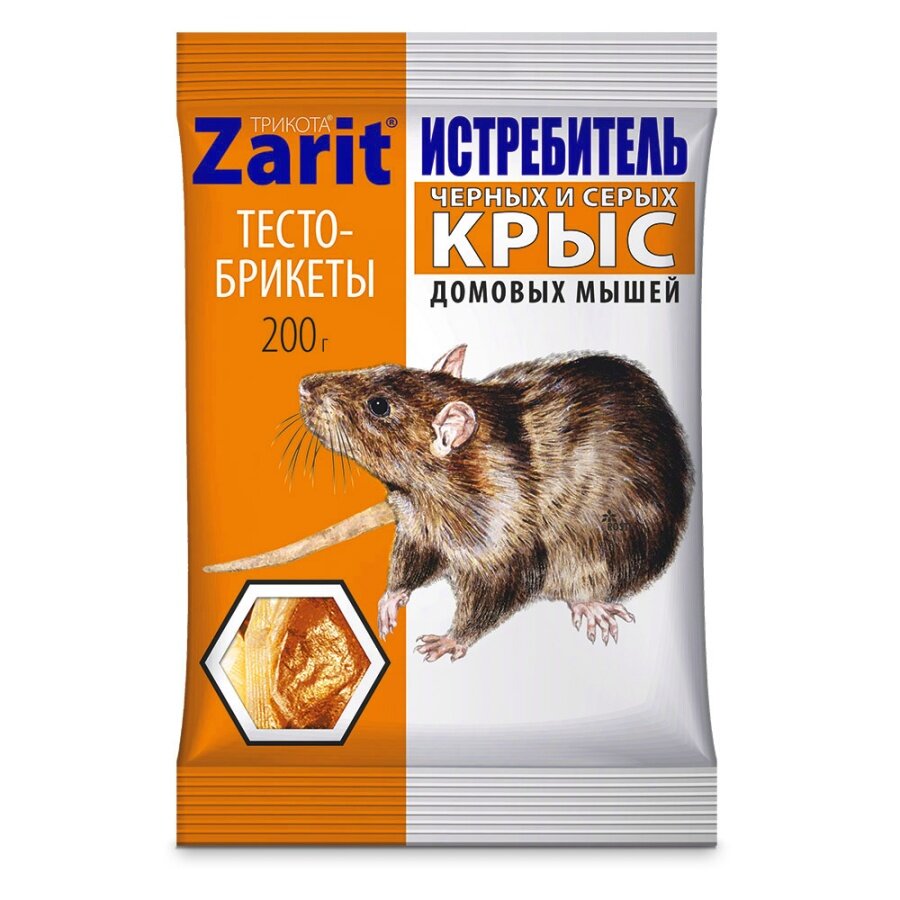 Приманка "Истребитель Трикота" против крыс и мышей тесто-брикеты 200г