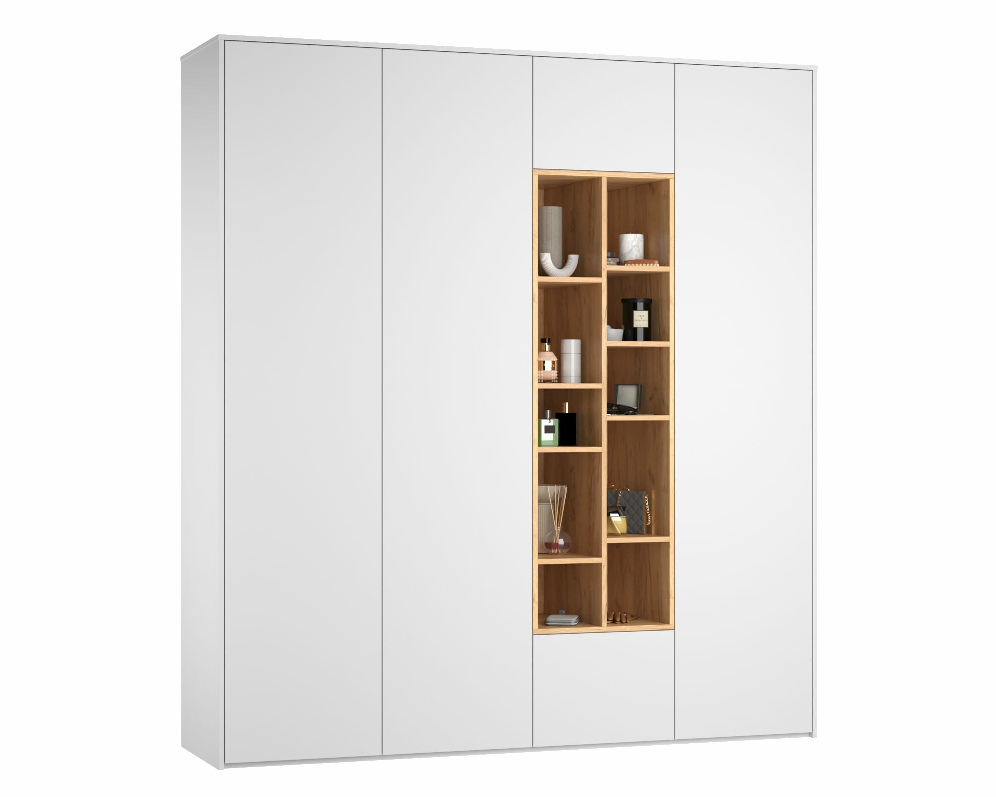 Шкаф распашной для одежды "Рокки 11" 200х220х55 Белый / Дуб крафт золотой