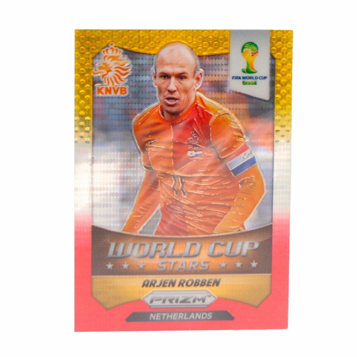 Коллекционная карточка Panini Prizm FIFA World Cup 2014: #WCS-20 Arjen Robben - Yellow and Red Pulsar Prizms