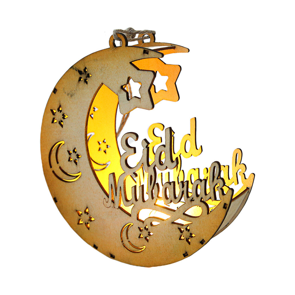Деревянная подвеска Ид Мубарак с LED подсветкой, украшения для дома на Рамадан, исламские